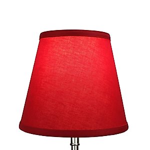 FenchelShades.com 5" Top by 8" Bottom by 7" Slant Height Fabric Barrel Lampshade Double Clip-On Attachment (Rich Red)