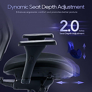 Big and Tall Office Chair 450lbs, Heavy Duty Ergonomic Mesh Chair with Height Adjustable Backrest, Large Office Chair, Arms Sliding Seat，Black