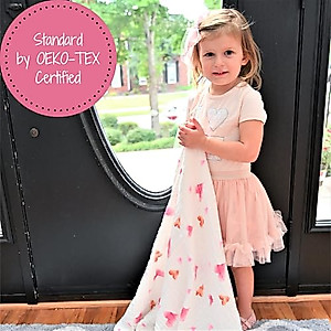 LollyBanks Muslin Baby Quilt 100% Cotton, 6 Layers Soft Baby Blankets for Girls, Large 47 x 47 Inches Baby Receiving Blankets, Durable Baby Bedding, Newborn Essentials, Registry (Heart Print)