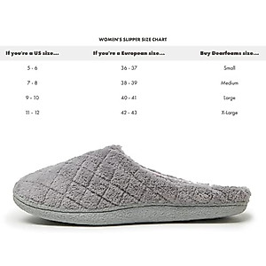 Dearfoams Women's Leslie Washable Memory Foam Terry Clog with Wide Widths Slipper, Medium Grey, 7-8