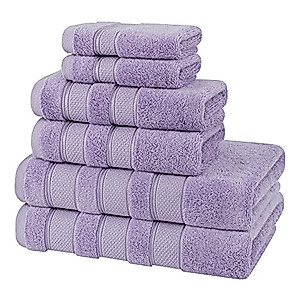 American Soft Linen Salem Bath Towel Set, 6 Piece Towels for Bathroom, 100% Turkish Combed Zero Twist Cotton, 2 Bath Towels 2 Hand Towels 2 Washcloths, Lilac