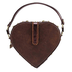Mary Frances Temptations Embellished Heart Shaped Box of Chocolates Novelty Handbag, brown