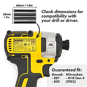 Simon Tools Magnetic Bit Holder for Impact Drivers and Drills - Super Strong Adhesive - Drill Accessory That Fits Most drills: Dewalt, Makita, Klein, Bosch and Milwaukee Bit Holder
