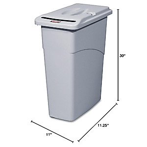Rubbermaid FG9W1500LGRAY 23 gal. Rectangular Gray Trash Can