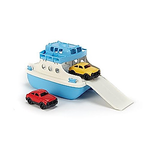 Green Toys Ferry Boat with Mini Cars Bathtub Toy, Blue/White, Standard