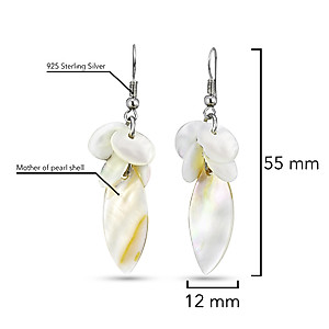 AeraVida Unique Elegant Mother of Pearl Shell Pointed Cluster Dangle Earrings