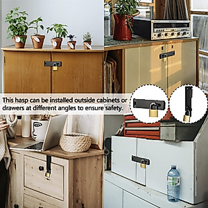 SANKINS 7-1/2" Heavy Duty Door Lock Hasp Latch, 1/8" Thicker Iron Gate Hasp Latches Safety Packlock Clasp Locking with Lengthen Screws for Outdoor Doors, Gates, Shed, Drawers, Cabinets, Black