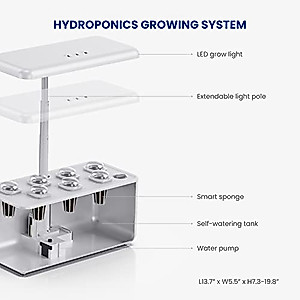 iDOO Herb Garden Kit Indoor, 7Pods Hydroponics Growing System with Pump, Germination Kit with LED Light, Auto-Timer, Up to 14.57"