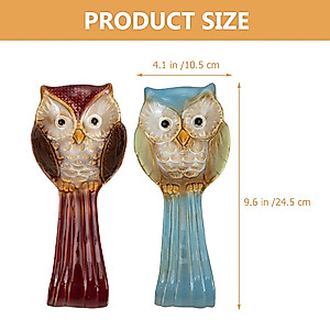 Cabilock 2Pcs owl spoon rest spatula holder kitchen spoon rest Porcelain Spoon Rest Farmhouse Spoons Holder chopstick stand house accessories for home teaspoon rest ceramics tray desktop