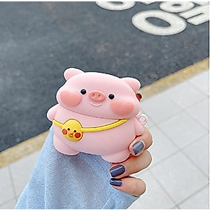 TIVSIYAEVV Compatible for AirPods Pro 2 Case Cover with Keychain, Cartoon Shockproof Protective Silicone 3D Cute Designed Charging Case for Girls Women Men, Pink Pig