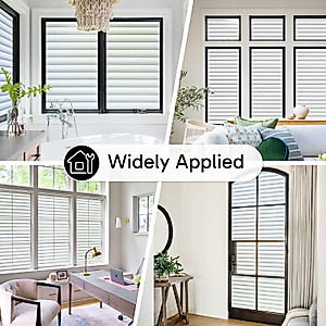 rabbitgoo Window Privacy Film Frosted Glass Film for Bathroom, Non Adhesive Static Cling Removable Window Sticker for Home Office, Anti-UV Opaque Coverings, Blinds Pattern, 17.5 x 78.7 inches