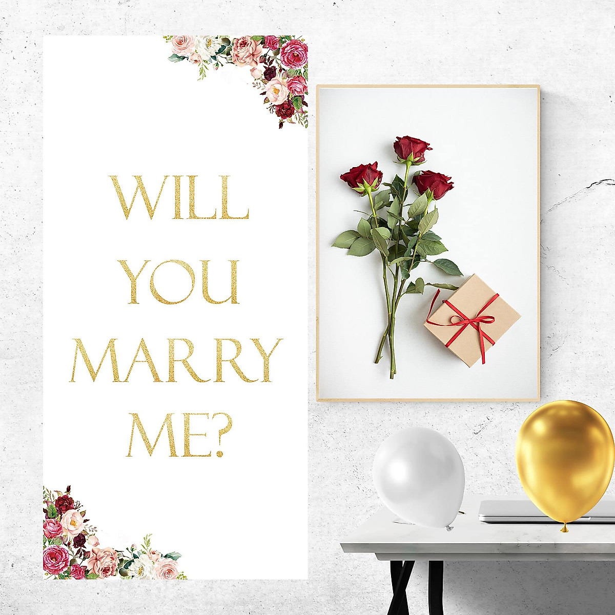 Will You Marry Me Door Banner Decorations, Bridal Shower Party Door Cover Sign Decorations Supplies, Wedding Engagement Party Photo Booth Props Backdrop Poster Background