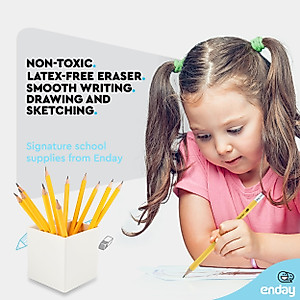 Enday Presharpened #2 Pencils 24 Count, Wood-Cased Yellow Sharpened Pencils with Latex-Free Eraser, Long-Lasting Durable No 2 Pencils for School, Office and Classroom Supplies