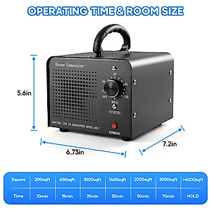 ECNLAN Ozone Machine Odor Removal, 30000 mg/h Generator for Home/Car/Smoke/Pet Room (Black)