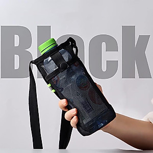 egghat 3Pcs Water Bottle Holder with Adjustable Shoulder Strap Water Bottle Carrier Mesh Water Bottle Bag Lightweight Dog Water Bottle Sleeve Crossbody Water Bottle Pouch (Black/Navy/Grey)