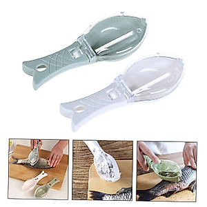 Holibanna 6 pcs Scale Remover Fish Cleaning kit Shrimp deveiner Tool frogmore Shrimp Cleaner Fish Scaler Shrimp Peeler and deveiner Tool Coconut Grater Tools as Peeling Machine with Cover