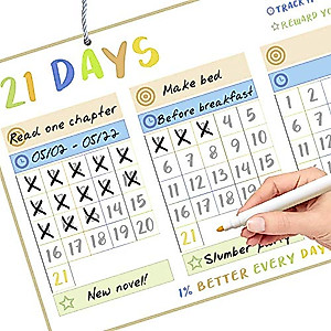21 Days - Dry-Erase Habit Tracker to Build Good Habits and Routines - Hanging Chart