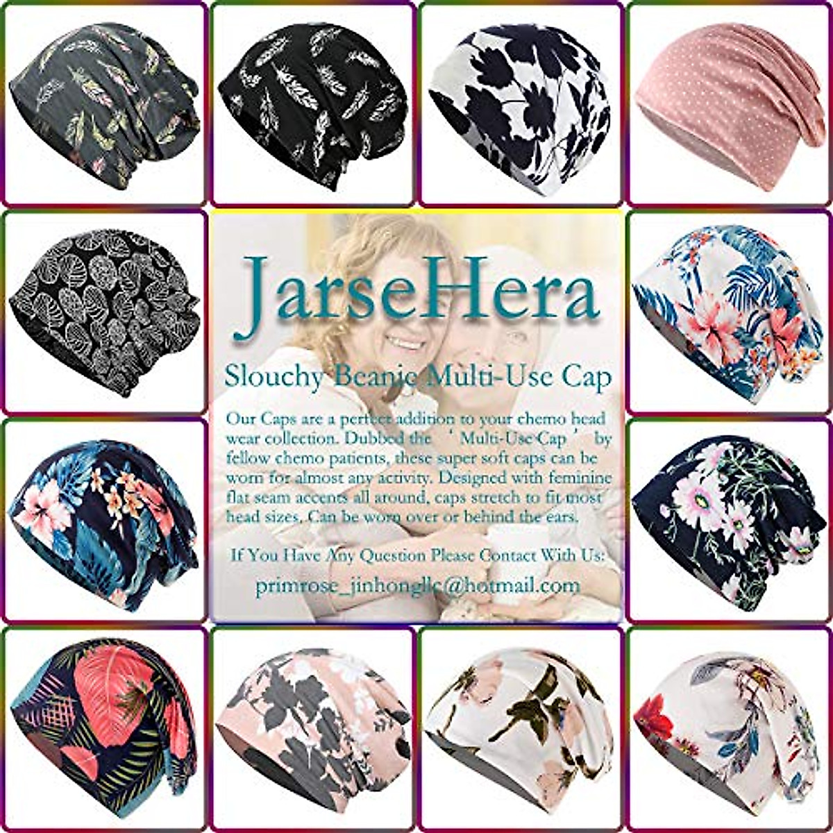 JarseHera Womens Slouchy Beanie Cotton Chemo Caps Cancer Headwear Hats Turban