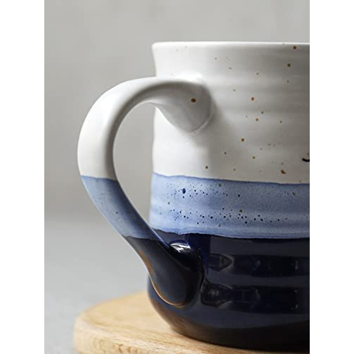 DOWAN Coffee Mugs, Large 20 oz Mugs Set of 2 with Word Blessed Grateful, Porcelain Christian Coffee Cup, Thank You Gifts for Men Women All, Blue White