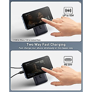 Baseus Magnetic Power Bank, 10,000mAh Foldable Kickstand Wireless Portable Charger, for Magsafe Battery Pack 20W USB-C for iPhone 14/14 Plus/14 Pro/14 Pro Max and iPhone 13/12 Series