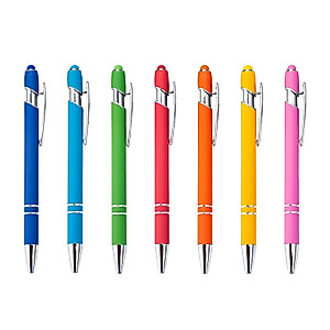 Stylus Tip Ballpoint Pens 7 Pieces 1.0mm Retractable Ball Point Pen Medium Point Smooth Writing Pen Black Metal Pen Stylus Tip Ballpoint Pens Retractable Ball Point Pen Medium Point Smooth Pen