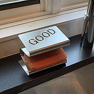 Fox Run Good/Evil Sponge Shelf and Holder, One Size, Stainless Steel