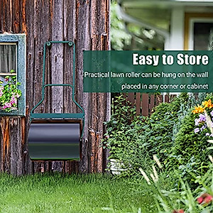 Arnot Lawn Roller, Heavy-Duty Push/Tow Behind Water/Sand Filled Roller for Park, Garden, Yard, Ball Field, 16x20-Inch, 60L/ 16 Gallons, Black