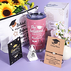 Keluna Graduation Gifts for Her - 5Pcs 2025 Congrats Grad Gifts Set, 20oz Tumbler Keychain Bracelet Makeup Bag Card, High School College Masters Degree PHD Gaduation Gift for Daughter Niece Sisters