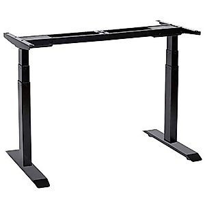 UNICOO - Electric Stand Up Desk Frame with Dual Motor, 3 Stage Up Lifting Legs, Rise UP Electric Adjustable Height and Width Standing Desk Frame with 4 Memory Keypad (Dual Motor Frame - Black)