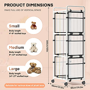 TopDirect Stuffed Animal Zoo Storage, Zoo Animals Toy Holder, Large Animal Cage Organizer Soft Toy Shelf Nursery Room Ball Storage, PVC with Elastic Band and Net for Nursery Play Room Bedroom