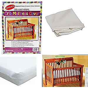 Deluxe Vinyl Zippered Crib Mattress Cover Full Encasement 28" x 52" Standard Size Waterproof (28" x 52", Zippered Crib Mattress Cover)