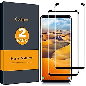 【2-PACK】Coolpow Designed for Samsung Galaxy S8 Plus Screen Protector Case Friendly, Anti-Bubble, 3D Curved, Samsung S8 Plus Screen Protector S8+Tempered Glass cell Phone Film【NOTE:not for S8 & NOTE 8】