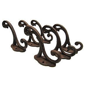 Cast Iron Coat Hat Hooks 3 Inch Set of 6 Double hook Rustic Antique Style