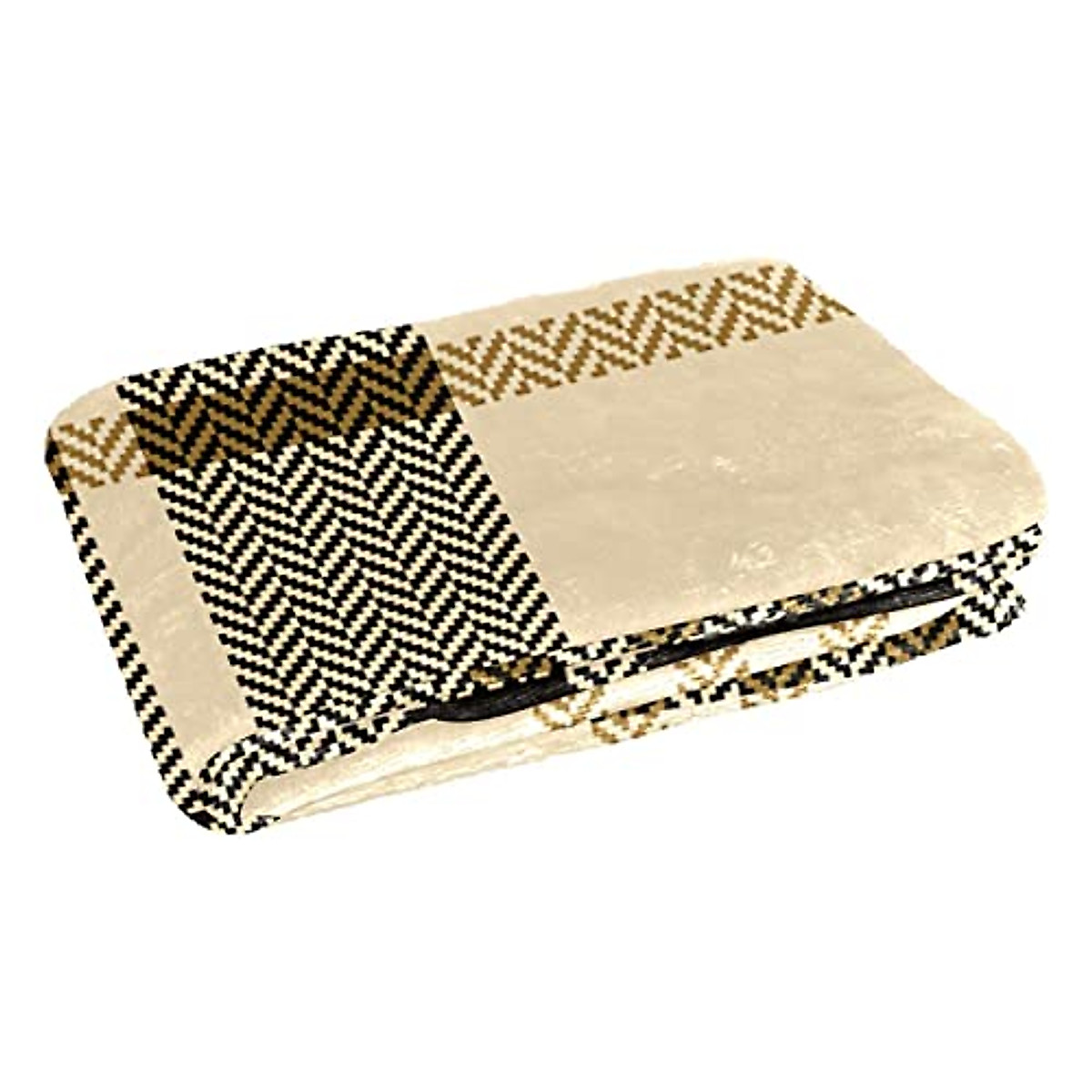 Plush Blanket Throw Blanket Warm Cozy Soft Microfiber Blankets, Khaki Vintage Lattice Plaid Grid