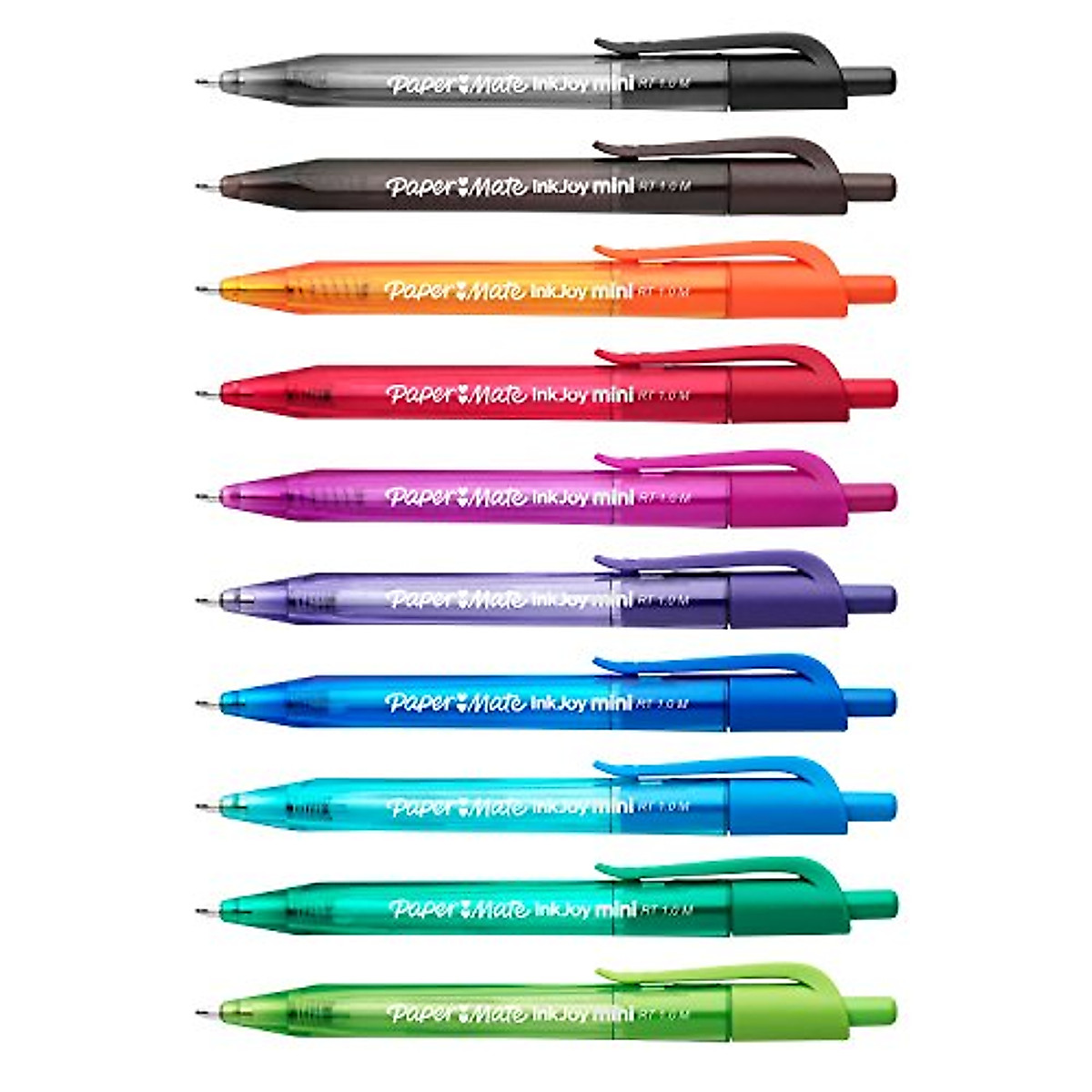 Paper Mate InkJoy Mini Retractable Ballpoint Pens, Medium Point, Assorted, 10 Pack (1951383)