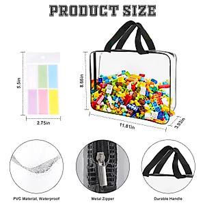 Toy Storage Bags with Labels, Clear PVC Toy Board Game Organizer Bags with Zipper, Waterproof Organizing Bags for Building Blocks Puzzle and Kids Books (4, One Size)