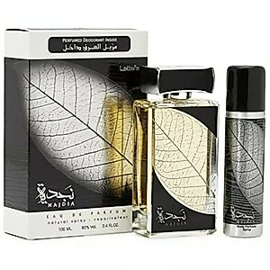 Lattafa Najdia 2 Piece Set for Men (3.4 Ounce Eau de Parfum Spray + 1.7 Ounce Deodorant Spray)