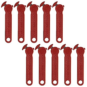 Cardinal Duo Safety Box Cutter, Cardboard, Shrink Wrap, Plastic Banding & Packaging, Film, Seatbelts, Twine, Bags, Zip Ties - Made In USA - Carbon Steel Razor Blade - Disposable/Recyclable (10, Red)
