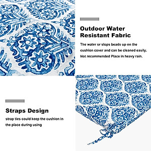 DYTXIII Set of 4 Outdoor Square Chair Cushions 18.5"x16"x2" for Patio, Water Resistant Patio Dining Seat Pads Replacement for Kitchen Garden and Outdoor Furniture Decoration - Celadon Geometric