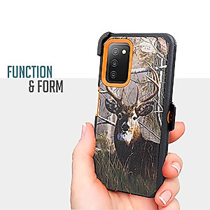 Thousandgear Designed for Samsung Galaxy A03S Shockproof Holster Tough Rubber Rugged Hybrid Case Silicone Triple Protective Anti-Shock Shatter-Resistant Mobile Phone Built in Screen Protector (Deer)