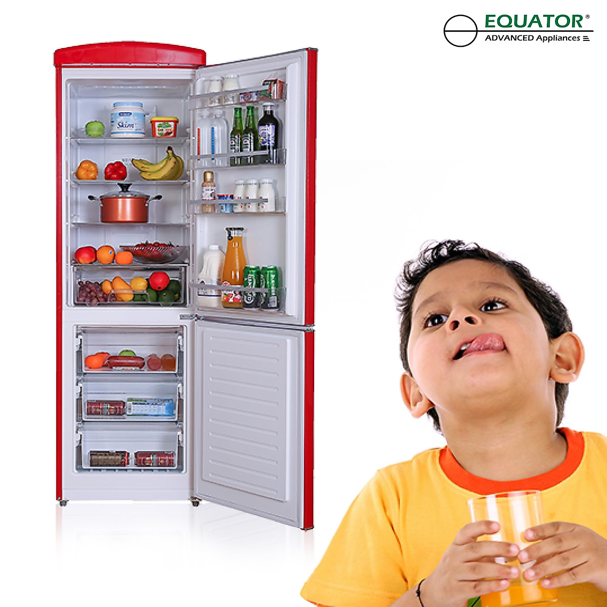 Conserv 24in RETRO BOTTOM MOUNT 11cf Refrigerator Fast Freeze 110V in Red