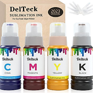 DelTeck Autofill Syringe-Free 4x100ML Sublimation Ink for EcoTank Printers F170 ET-2800 ET-2803 ET-2850 ET-2720 ET-2760 ET-3710 ET-3760 ET-4700 ET-4760 ET-4800 ET-15000 ET-7710 (Anti-UV/ICC-Free)