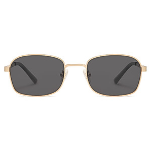 SOJOS Retro Rectangle Polarized Sunglasses for Women and Men,Vintage Narrow Square Womens Shades SJ1177 Gold Grey Lens