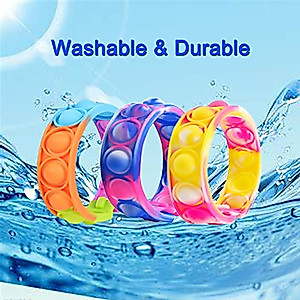 60 Pcs Pop Bracelet Bubble Fidget Toys for Party Favors, Hand Finger Silicone Wristband Bulk for Student Classroom Prize, Goodie Bag Fillers Easter Egg Basket Stuffers Christmas Valentine Gift for Kid
