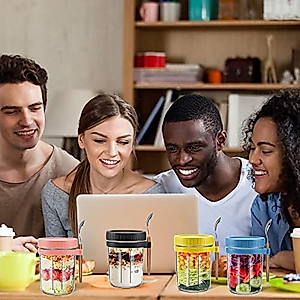 12 Pcs Overnight Oats Jars with Lid and Spoon, 12 oz Large Capacity Airtight Oatmeal Container Bulk with Measurement Marks, Mason Jars with Lid for Cereal on the Go Container