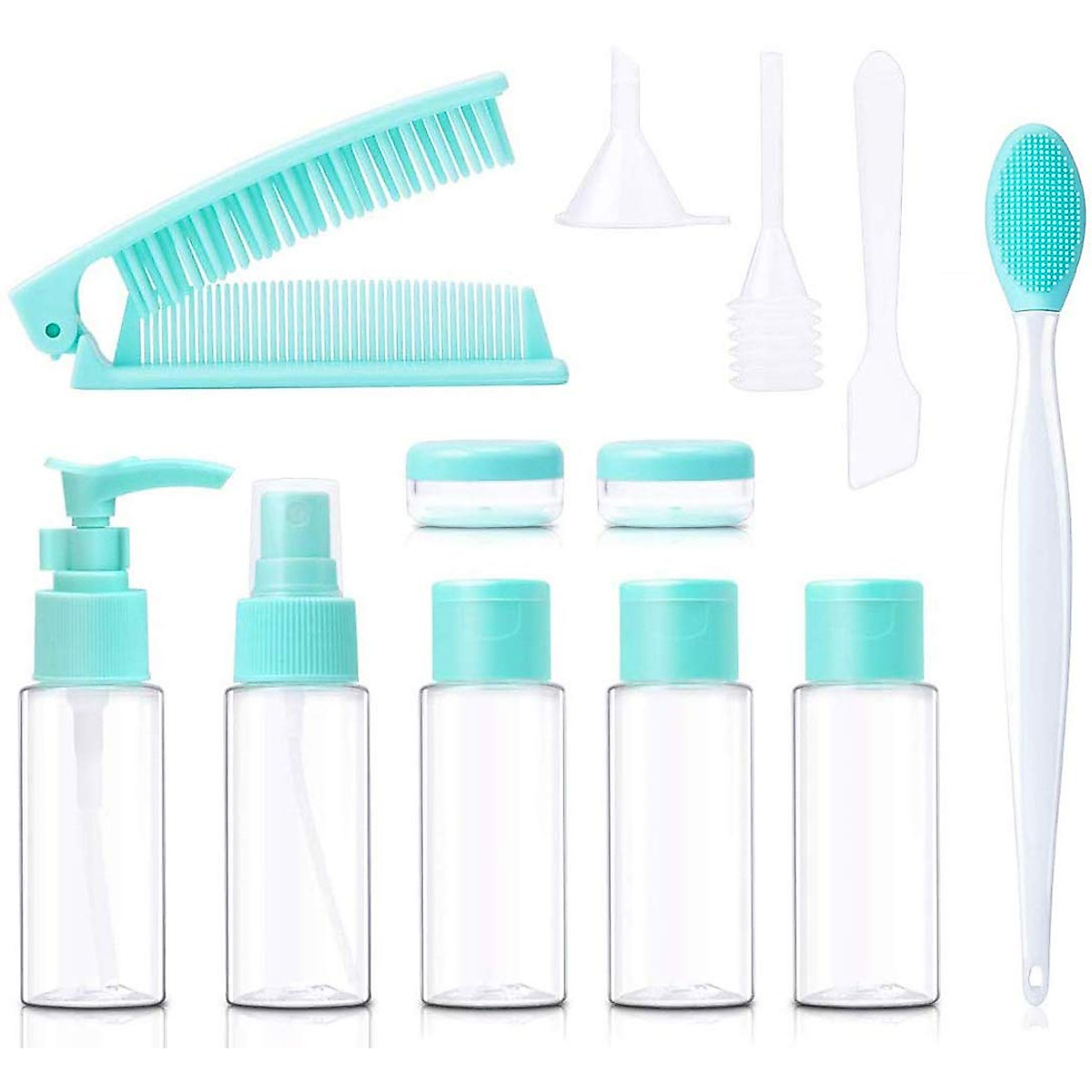 Tsa Approved Travel Toiletries Bottles/Containers Kit (LEAKPROOF BPA FREE) Travel Essentials Accessories - 13 Pieces/Clear Case