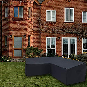 Yolaka Patio Furniture Covers Heavy Duty Outdoor Sectional Couch Protector L Shaped 87x112x30H Black Waterproof