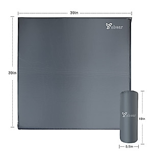 Yobear Extra Thick Baby Play Mat for Playard Playpen 40"X 40", Self Inflating Square Playpen Mat, Waterproof Kids Teepee Play Tent Mat - Greenblack