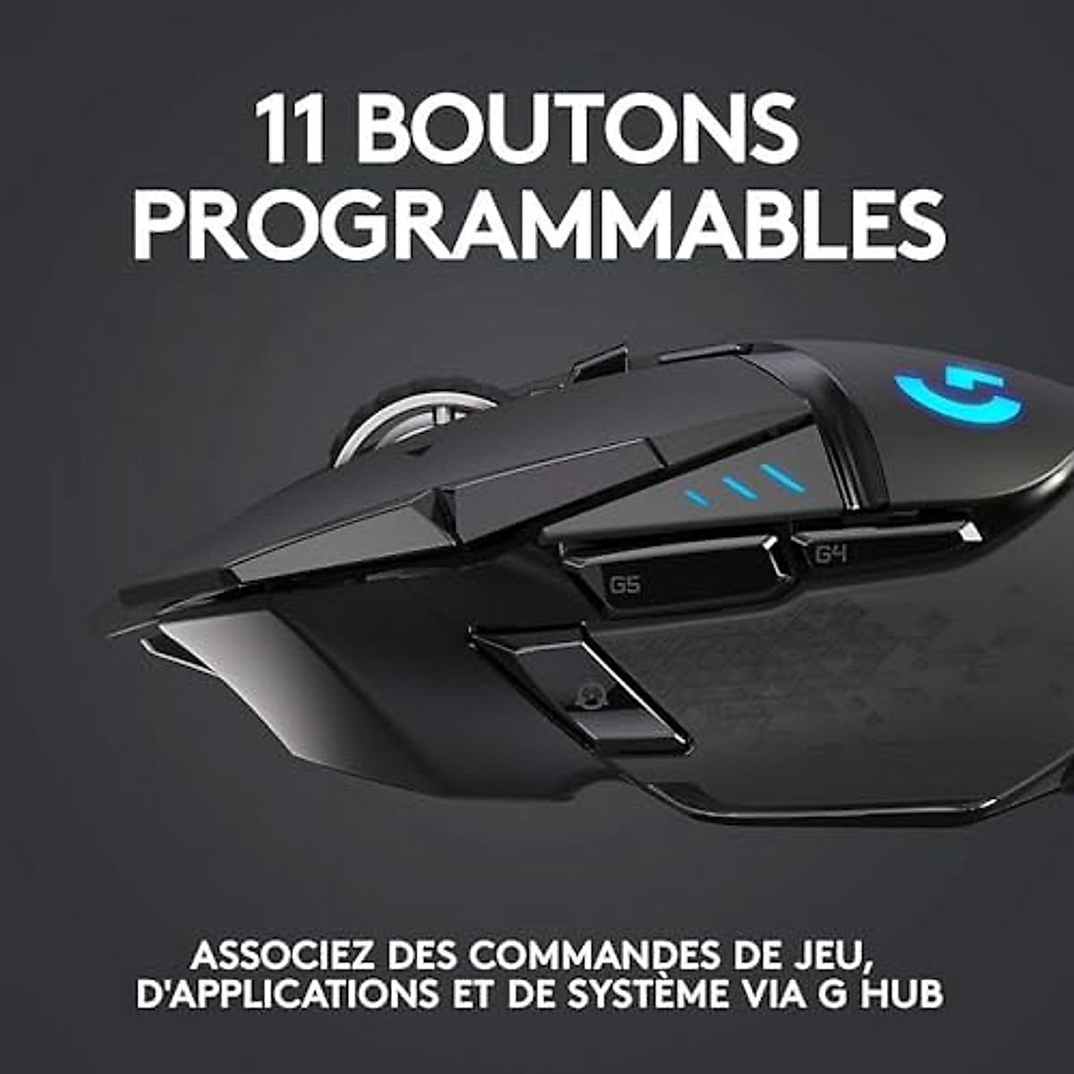 Logitech G502 Lightspeed Wireless Gaming Mouse, Hero 25K Sensor, 25,600 DPI, RGB, Adjustable Weights, 11 Programmable Buttons, Long Battery Life, POWERPLAY-Compatible, PC/Mac - Black