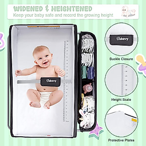 Babevy Portable Baby Changing Table, Foldable Changing Table Dresser Changing Station for Infant, Waterproof Diaper Changing Table Pad Topper, Mobile Nursery Organizer for Newborn Essentials, Black